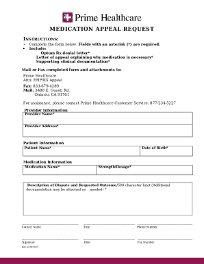 MEDICATION APPEAL REQUEST Doc Template | pdfFiller