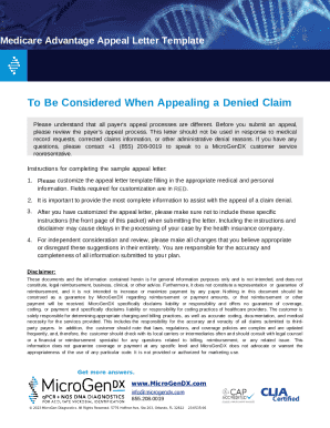 SAMPLE LETTER TO APPEAL DENIAL OF COVERAGE Doc Template | pdfFiller