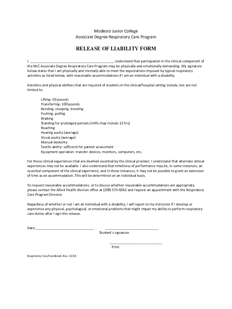 Fillable Online Associate's Degree Program in Respiratory Care - MJC ...