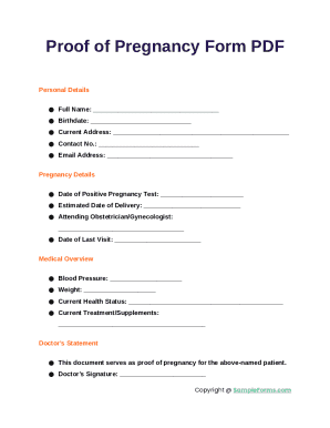Free Pregnancy Verification - PDFWord Doc Template | pdfFiller