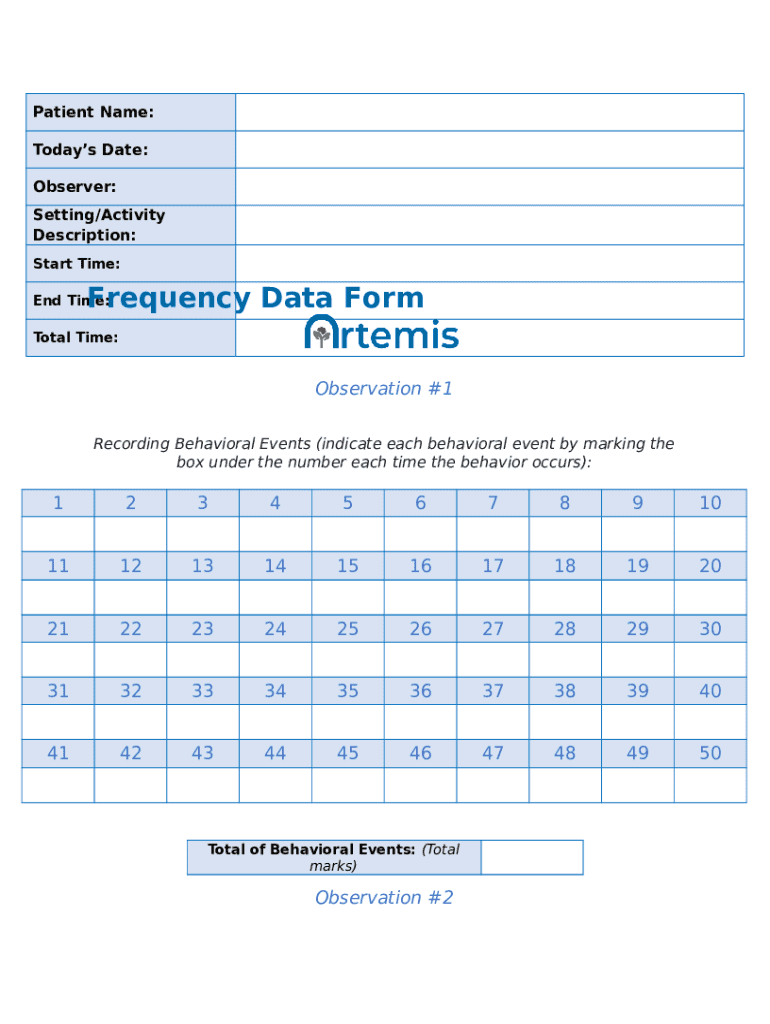 Frequency Data Template Doc Template | pdfFiller