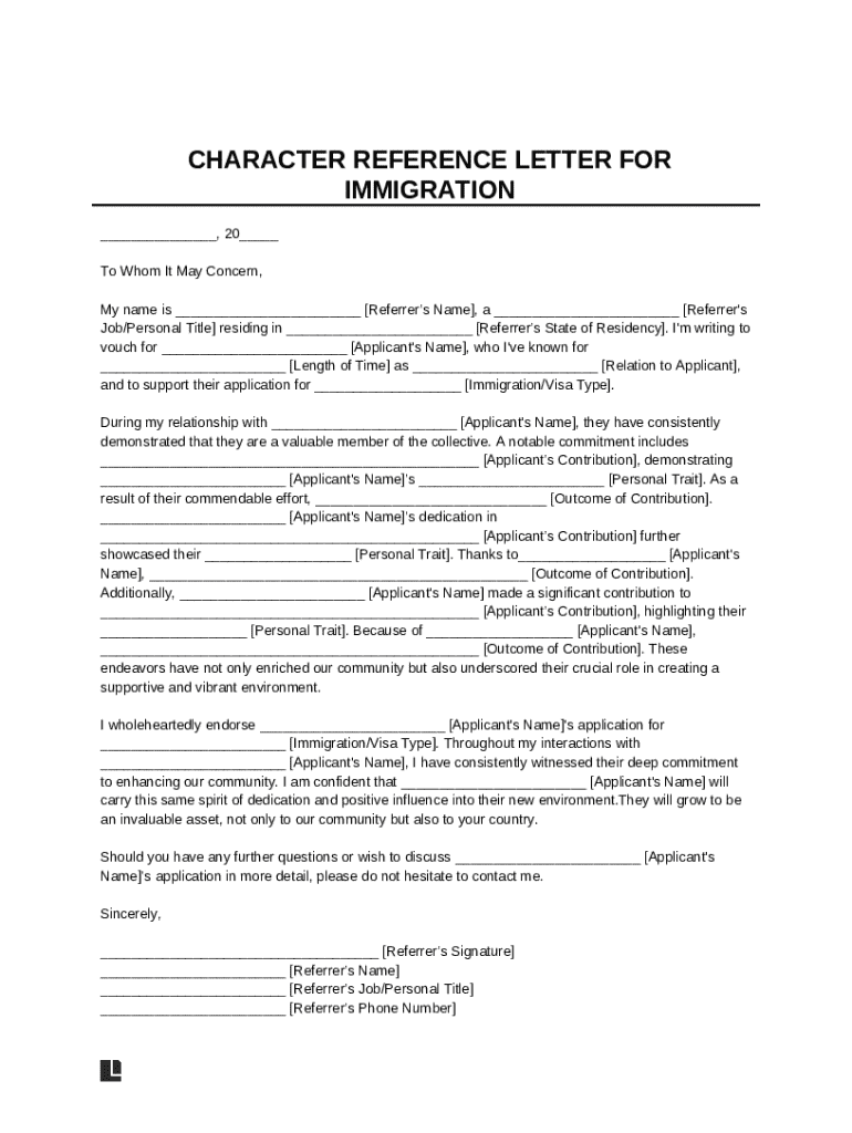 Character Reference Letter for Immigration Template Doc Template ...