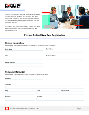Fillable Online Fortinet Federal New Deal Registration Form Fax Email ...