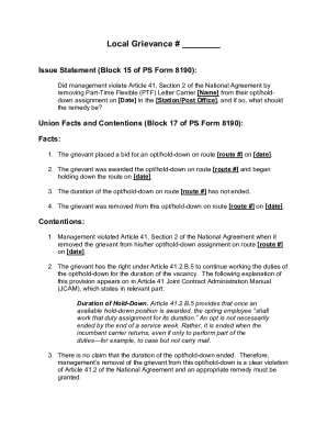 Fillable Online NALC GRIEVANCE STARTER CCA Uniform Voucher not ... Fax ...