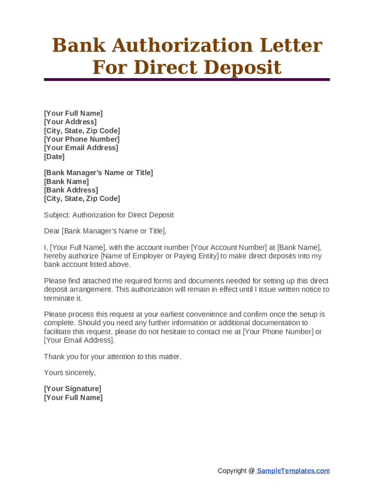 How to write a bank authorization letter Doc Template | pdfFiller