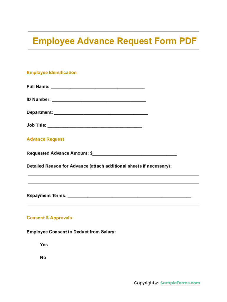 Fillable Online Employee Advance Request Form PDF Fax Email Print ...