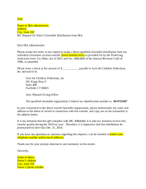 IRA Distribution Letter Template Doc Template | pdfFiller