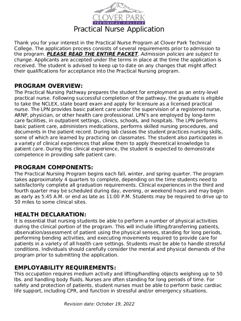 Practical Nursing Certificate - Clover Park Technical College Doc ...