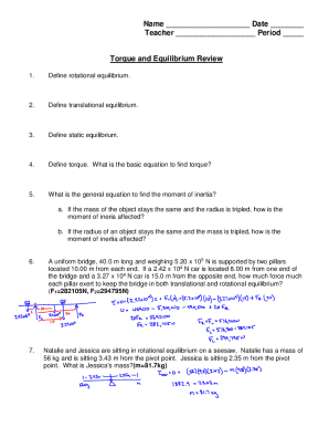 Fillable Online Torque and Rotational Inertia Review with Answers Fax ...