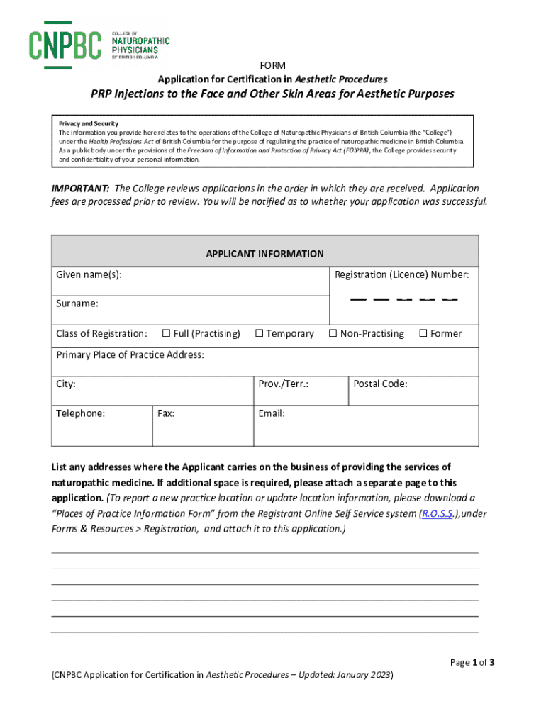 Fillable Online Professional Certificate of Aesthetic Medicine for GPs ...