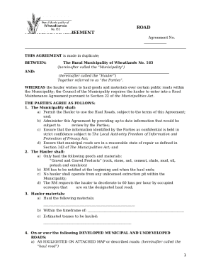 Road Maintenance Agreement-Template Doc Template | pdfFiller