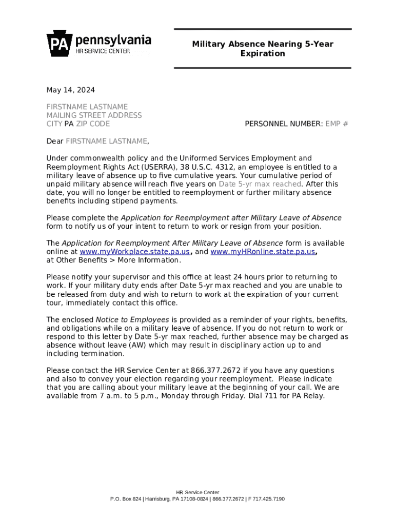 USERRA Support Request Doc Template | pdfFiller