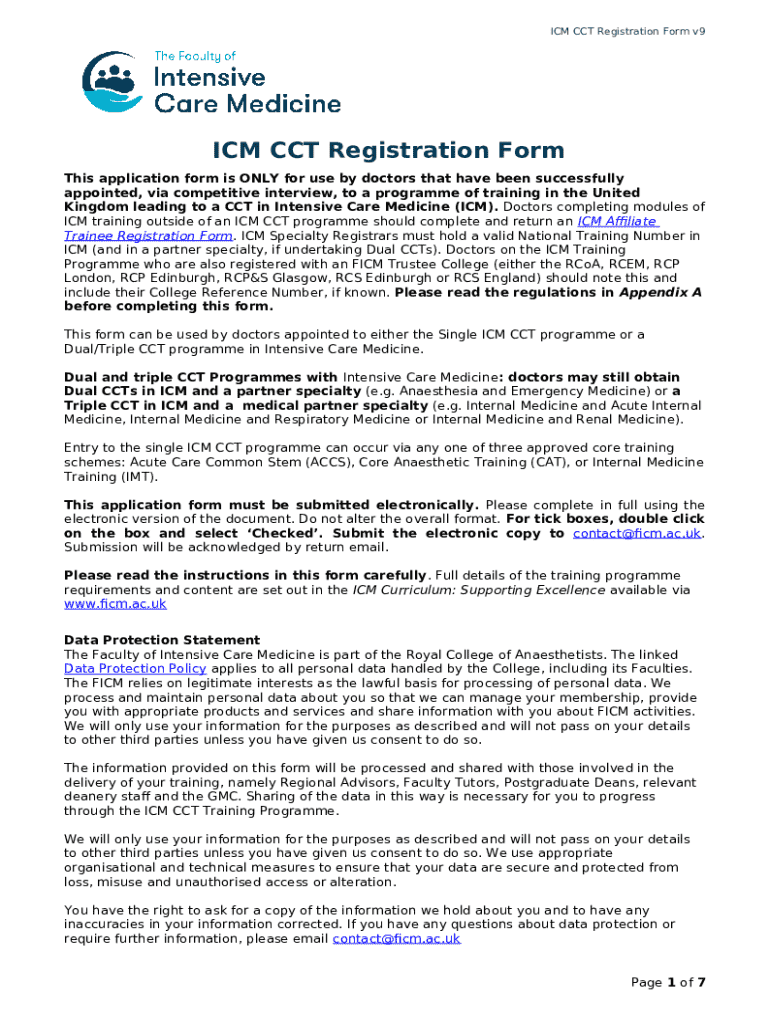 ICM CCT Trainee Registration Doc Template | pdfFiller
