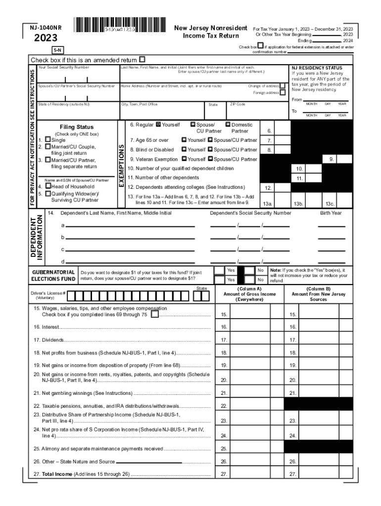 Fillable Online 2023 Form NJ NJ-1040NR Fill Online, Printable, Fillable ... Fax Email Print ...