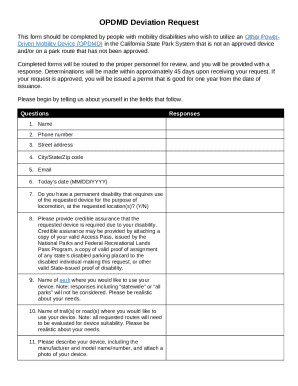 OPDMD Deviation Request - California State Parks - CA.gov Doc Template ...