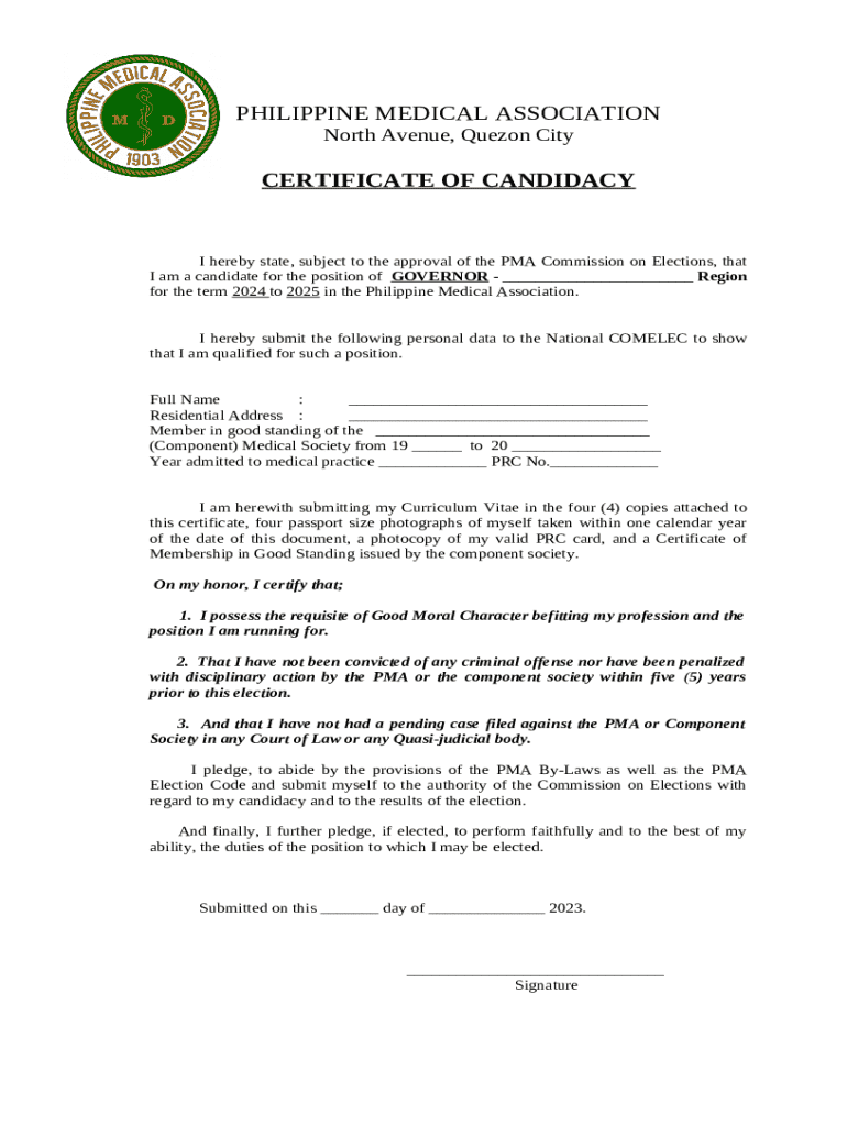 PHILIPPINE MEDICAL ASSOCIATION - PMC Doc Template | pdfFiller