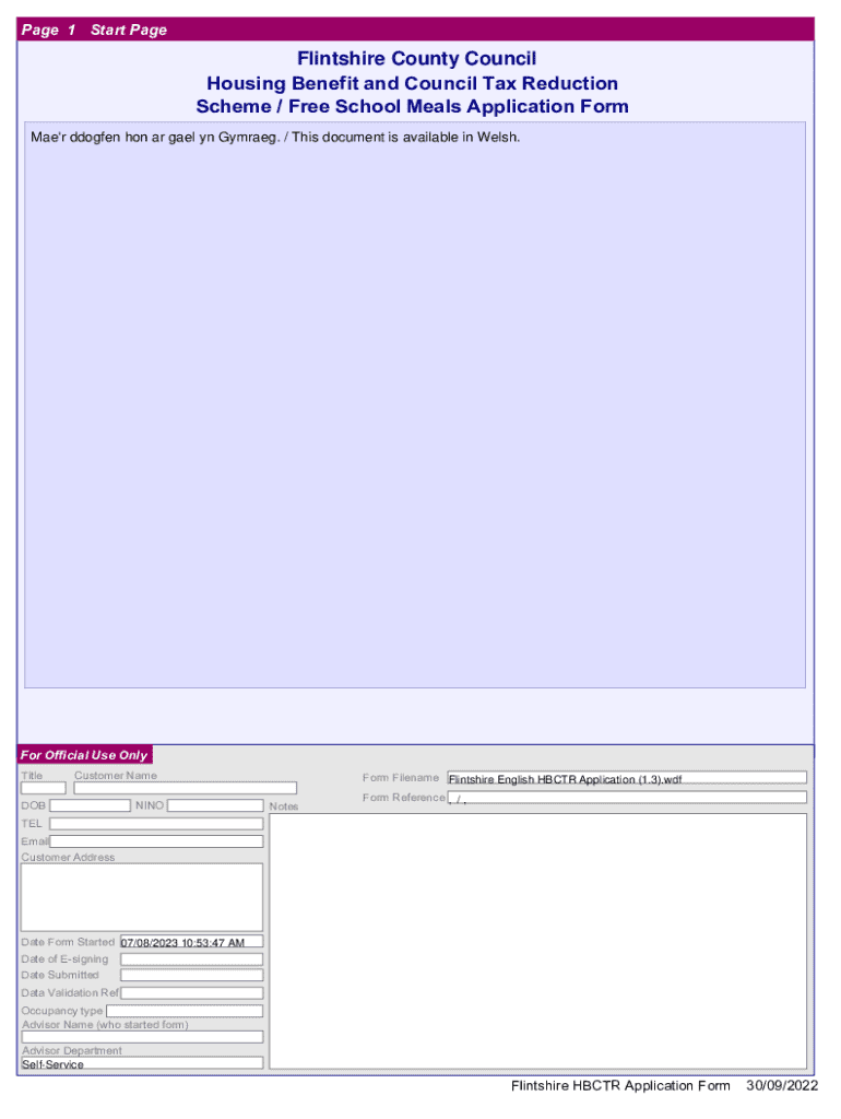Fillable Online Flintshire-English-HBCTR-Application-1.3. Housing benefit and council tax ...