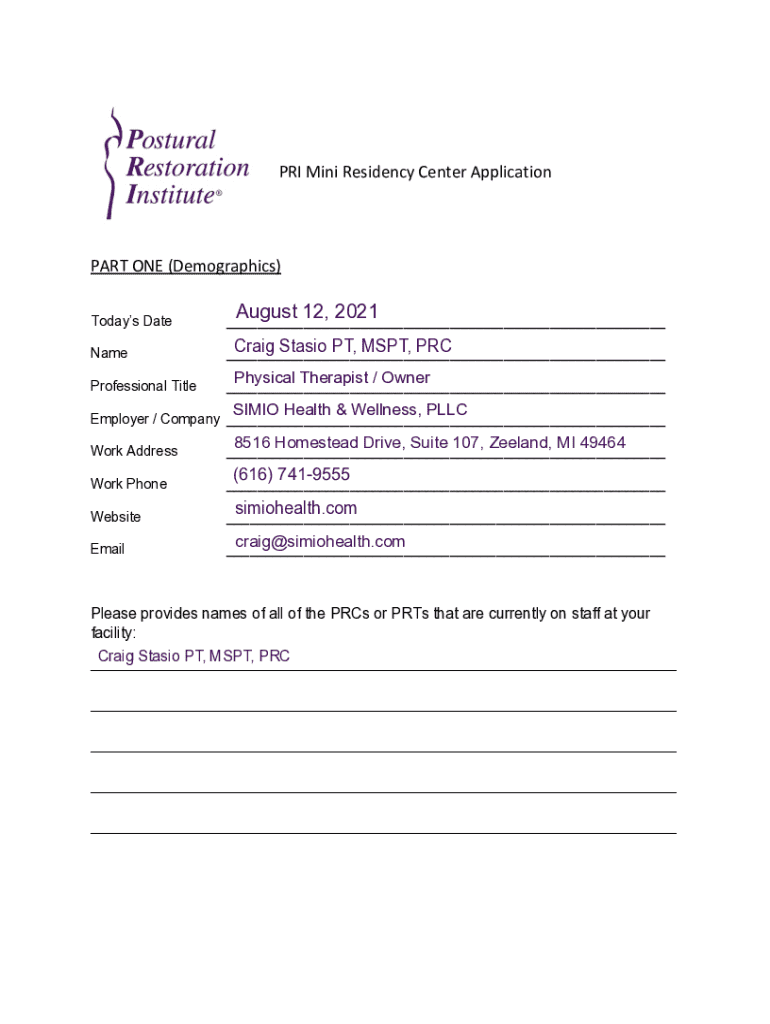 Fillable Online PRI Mini Residency Center Application Fax Email Print - pdfFiller