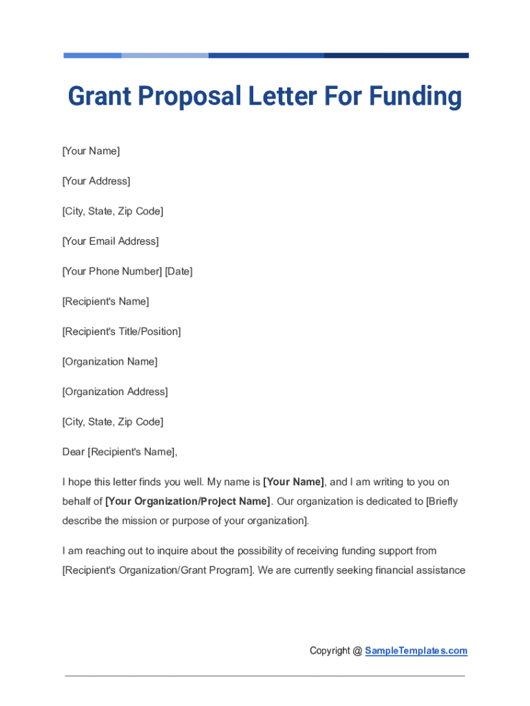 Fillable Online Grant Proposal Letter For Funding Fax Email Print ...