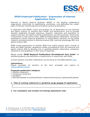 ESSA Endorsed Publication - Expression of Interest Application . April ...