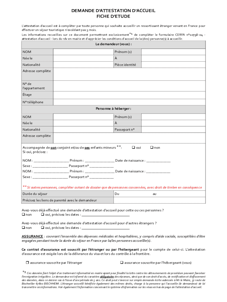 Remplissable En Ligne ATTESTATION D'ACCUEIL De quoi s'agit-il ? Qui est ...
