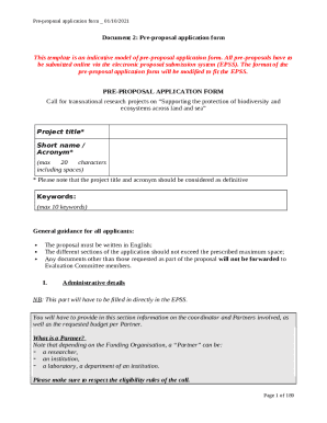 DOCUMENT 2: Pre-proposal application Doc Template | pdfFiller