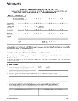 Fillable Online surat keterangan dokter - doctor's report komplikasi ...