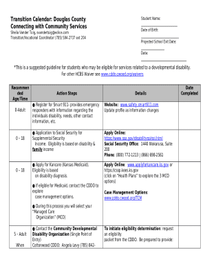 Transition Calendar Doc Template | pdfFiller