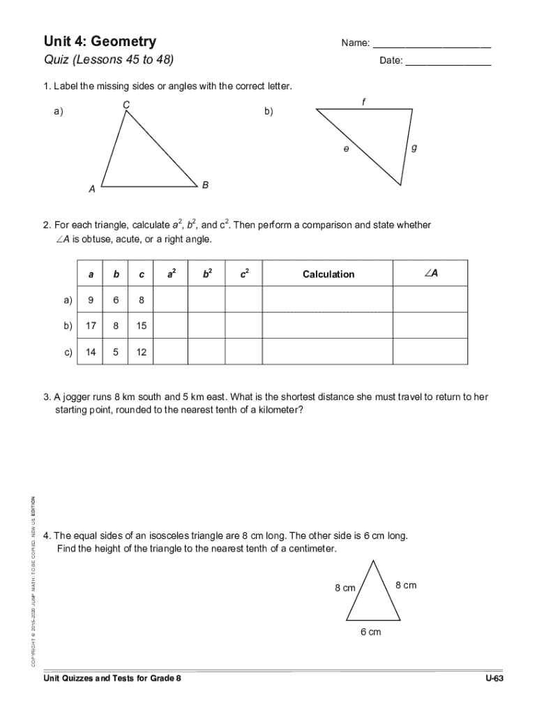 Fillable Online Lesson 2: Special right Triangles Geometry B Unit 4 Fax ...