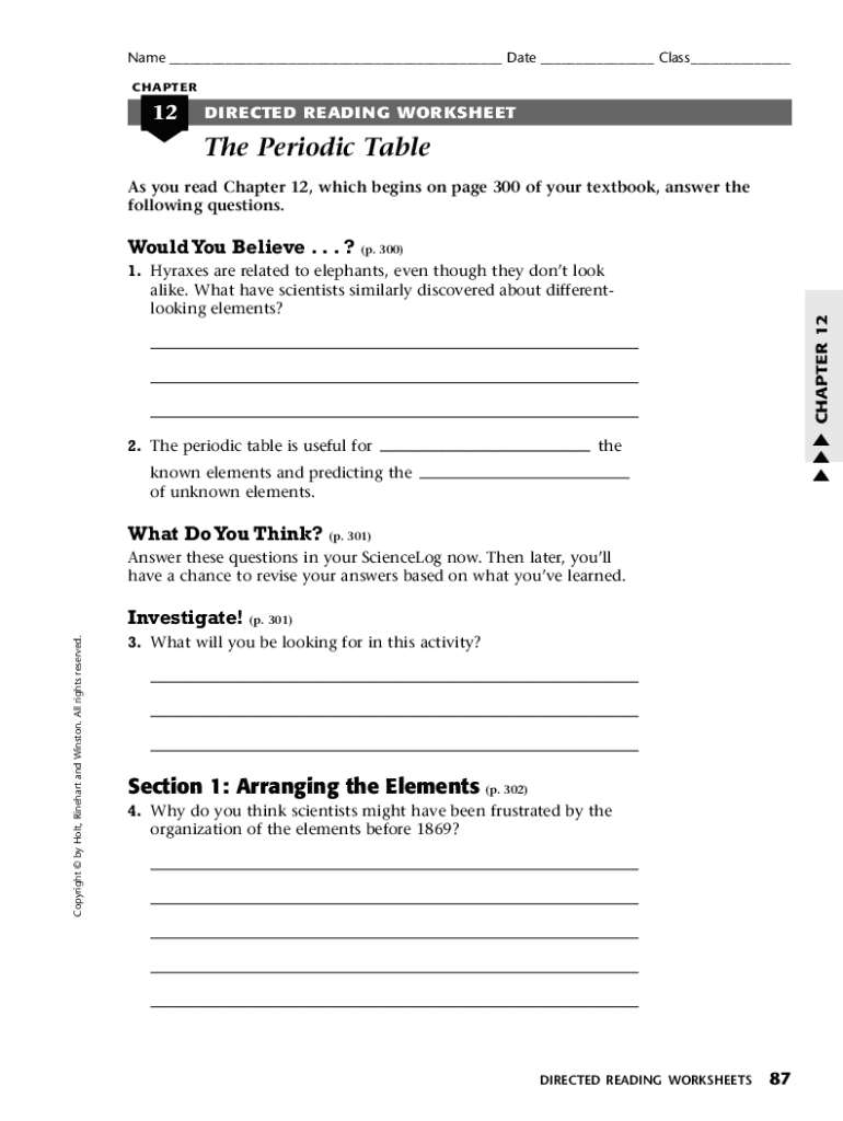 Fillable Online PROJECT PERIODIC TABLE TRENDS WORKSHEET ... Fax Email Print - pdfFiller