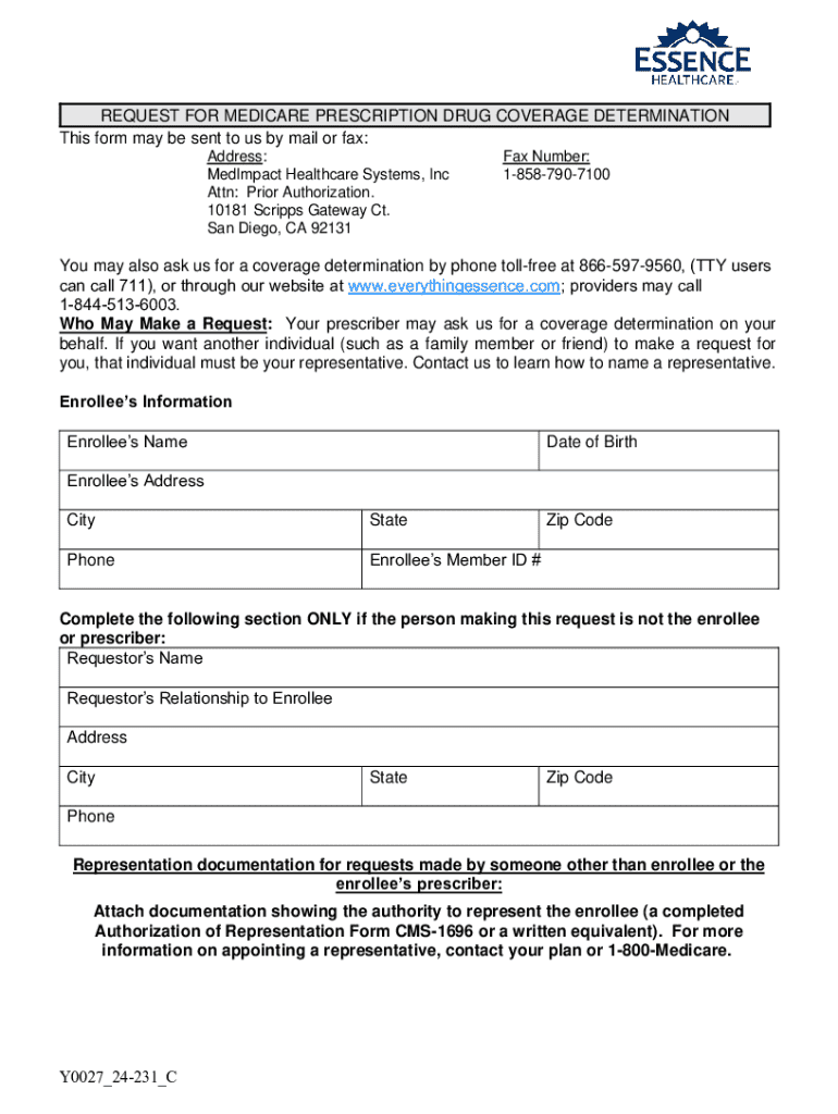 Fillable Online Medicare Prescription Drug Determination Request Form ...