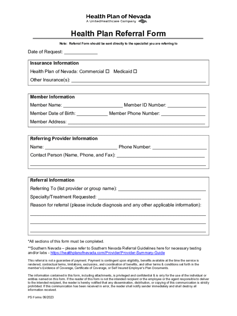 Fillable Online Health Plan Referral Form Fax Email Print - pdfFiller