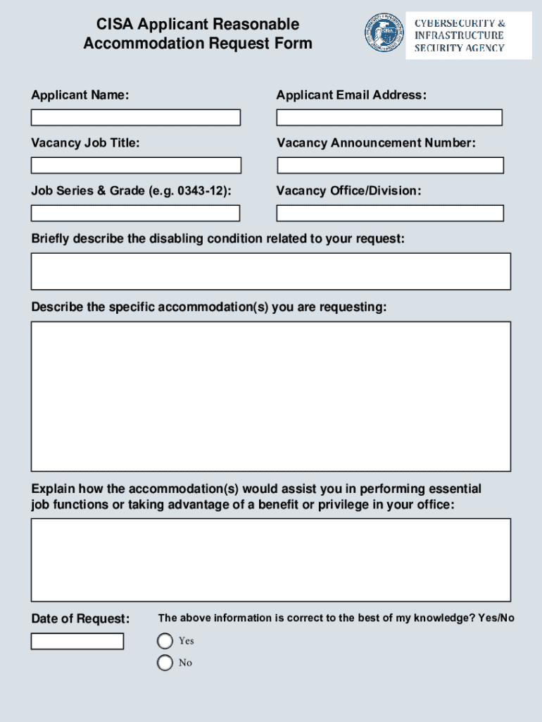 Fillable Online DHS Headquarters Reasonable Accommodation Request Form ...