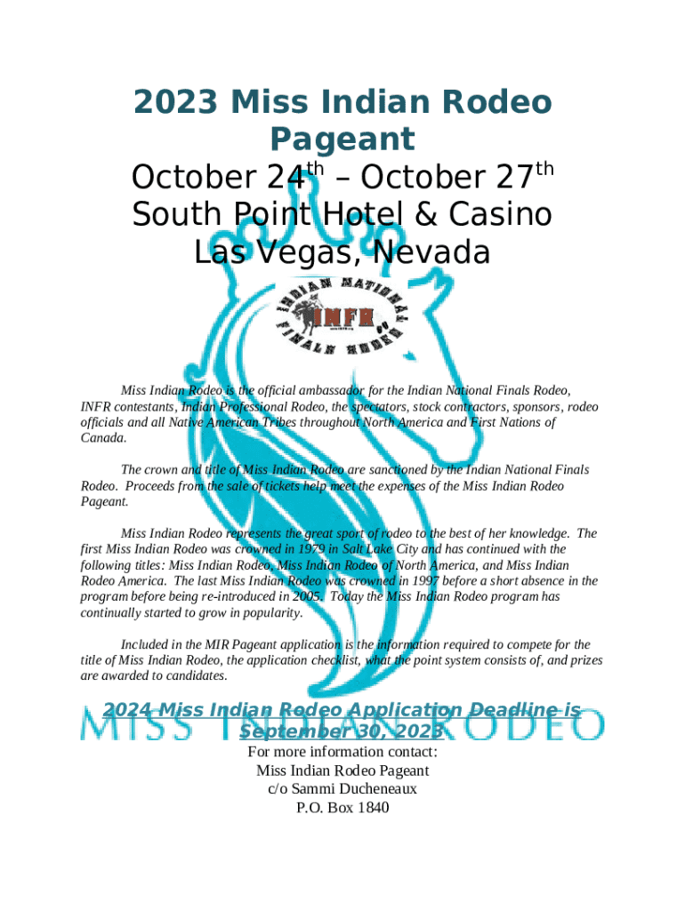 It's truly an honor and... - Miss Indian Rodeo Pageant Doc Template ...