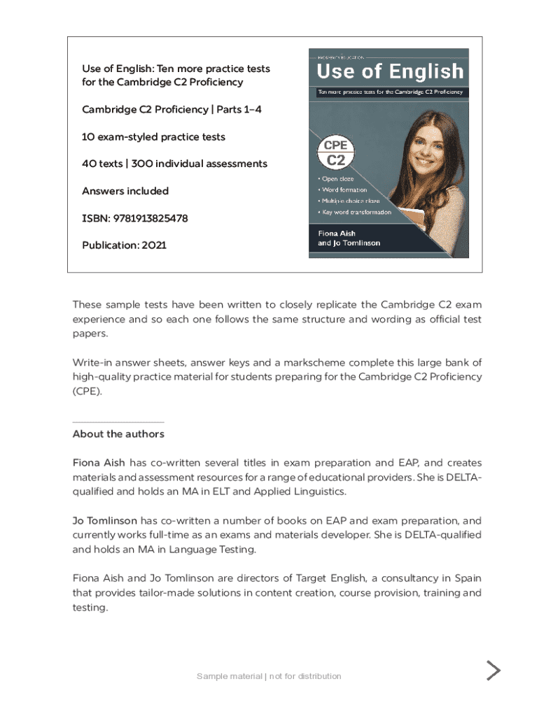 Fillable Online Use of English: Ten practice tests for the Cambridge C2 ...