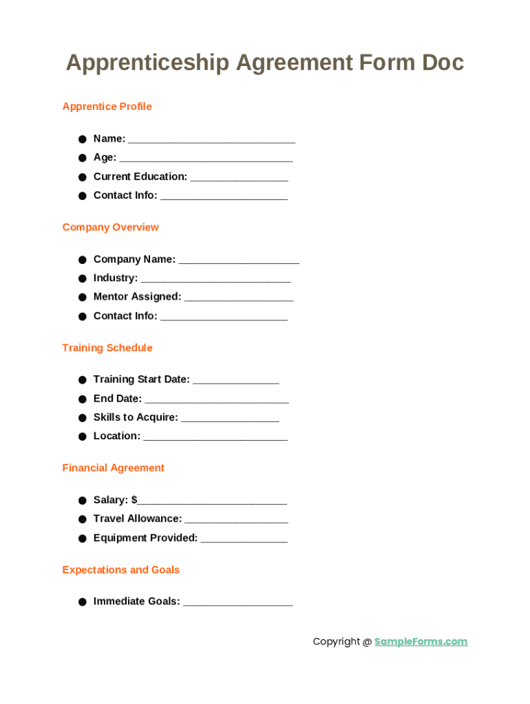 Apprenticeship Agreement Doc Doc Template | pdfFiller