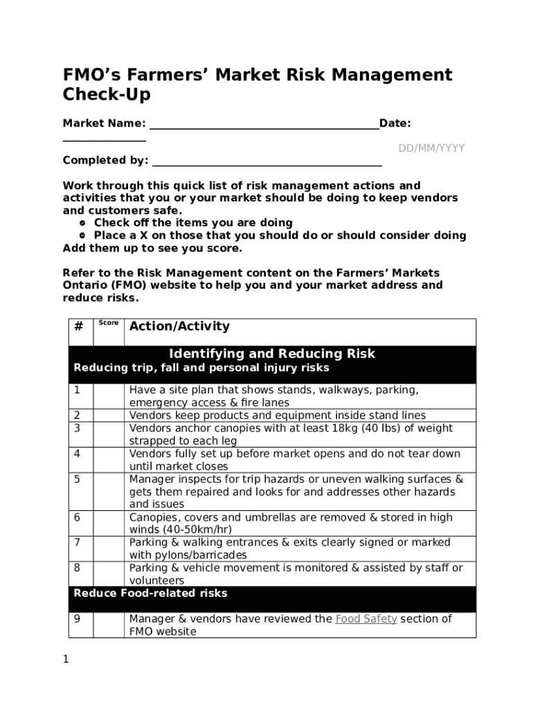 Risk management s and checklists Doc Template | pdfFiller