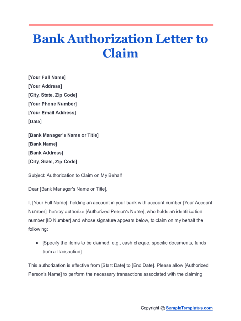 Fillable Online Authorization Letter - How to Write, Format, Samples, and ... Fax Email Print ...
