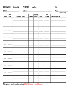Fillable Online Score Sheet M Fax Email Print - pdfFiller
