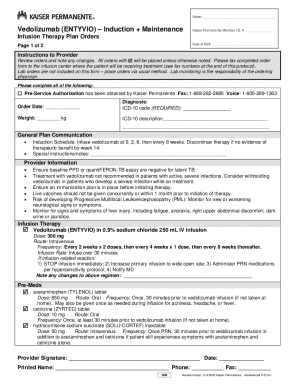 Fillable Online Vedolizumab (ENTYVIO)Induction + MaintenanceInfusion ...