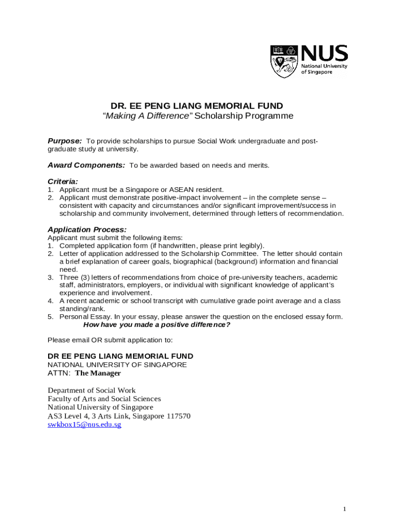 Ee Peng Liang Memorial FundDepartment of Social Work Doc Template ...