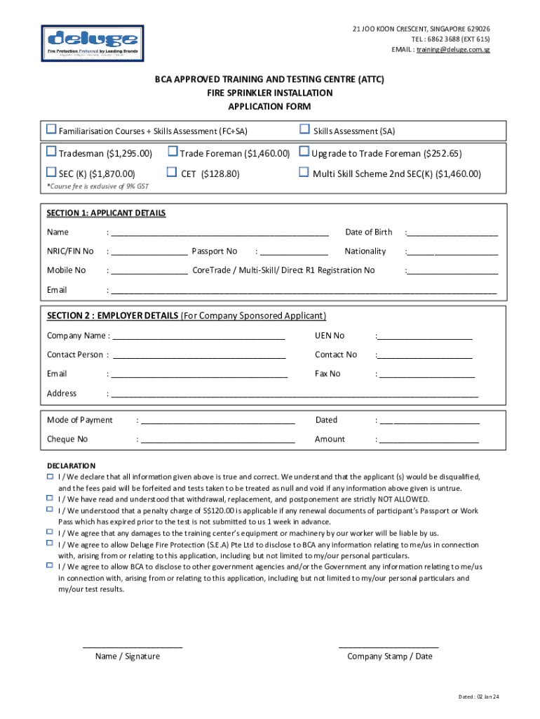 Fillable Online Deluge Application Form (revision dtd 02 Jan 24) Fax Email Print - pdfFiller