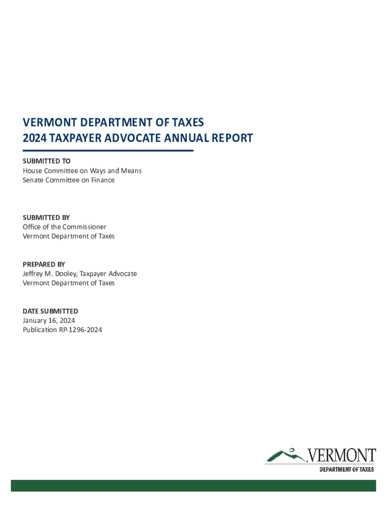 Fillable Online tax vermont Vermont Department of Taxes 2024 Taxpayer ...