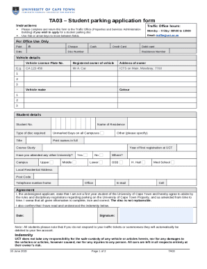 TA03 Student parking application Doc Template | pdfFiller