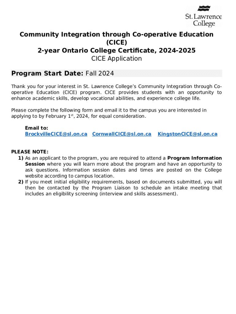 Applying to attend the CICE program at Doc Template | pdfFiller