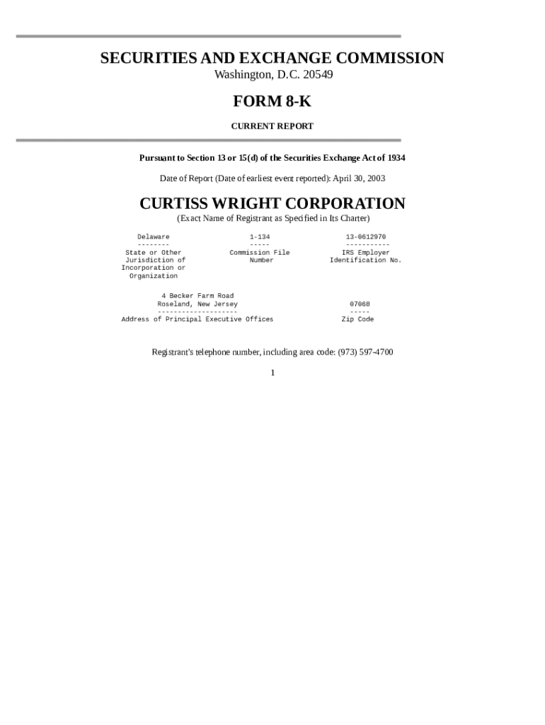 CURTISS WRIGHT CORPORATION Doc Template | pdfFiller