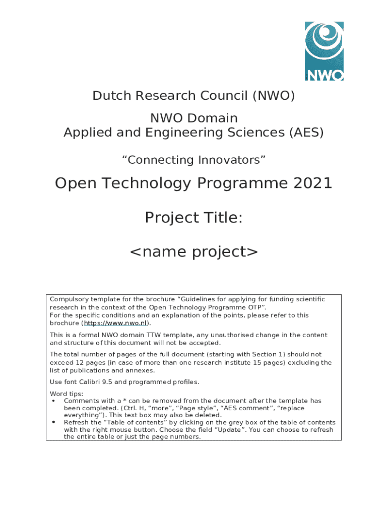 application DOCX - NWO Doc Template | pdfFiller