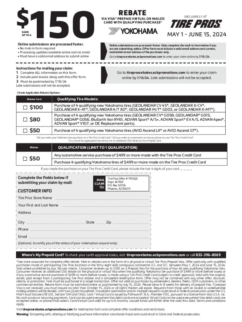 Fillable Online Create Account - Tire Pros Rebates Fax Email Print ...