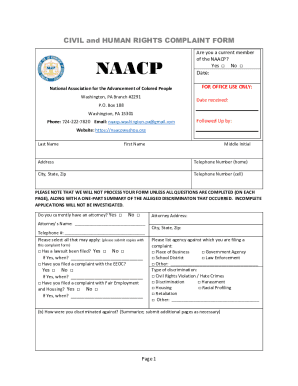Fillable Online Naacp Complaint Form - Fill Online, Printable, Fillable ...