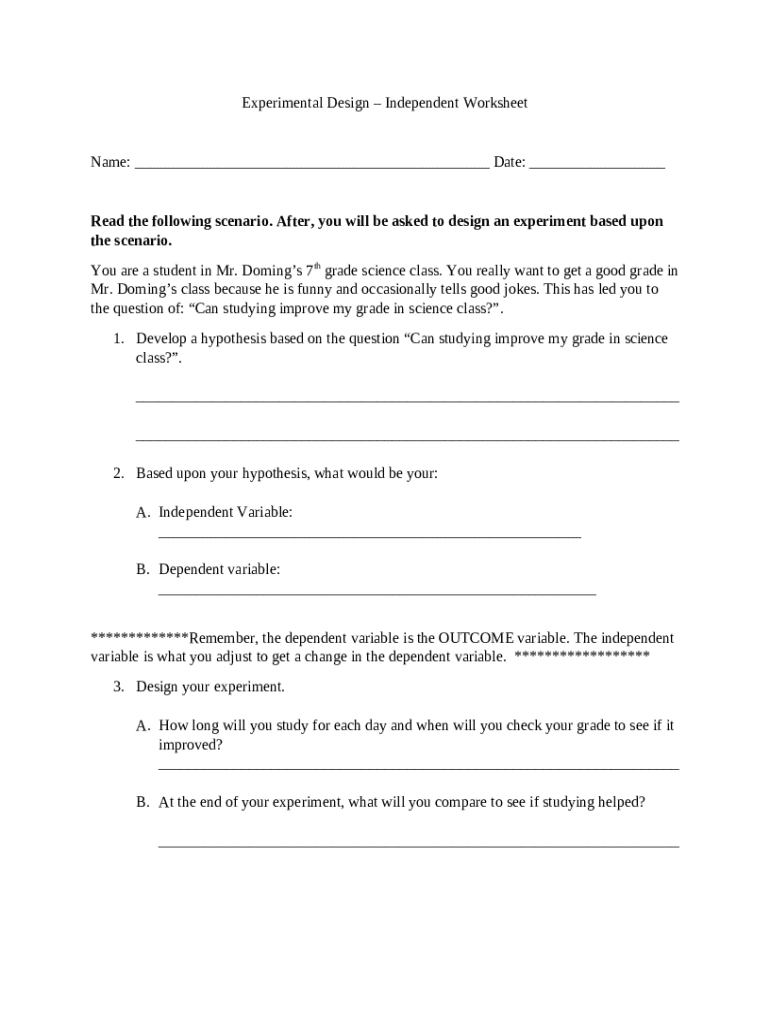 SCENARIO #1 - Maggie's Plant Experiment Doc Template | pdfFiller